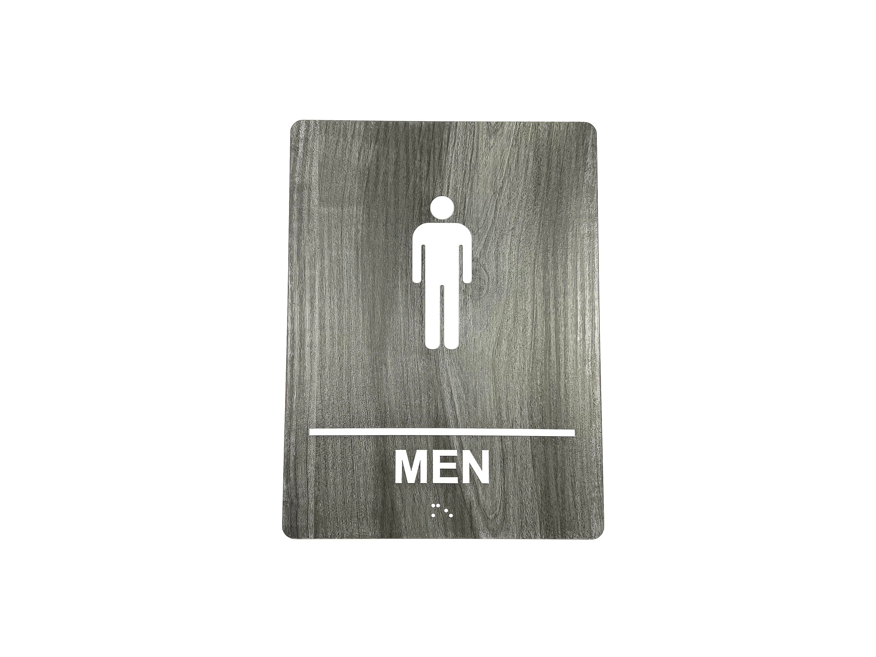 ADA Compliant Bathroom Sign With Braille - Acrylic With Barn Wood Grain ...