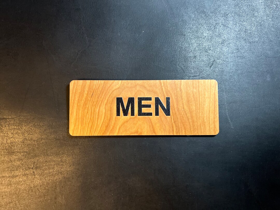 Solid Wood Men's Bathroom Door Sign 6" X 2.25" - Custom Signs by ...