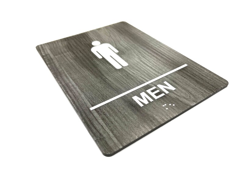 ADA Compliant Bathroom Sign With Braille Acrylic With Barn Wood Grain ...