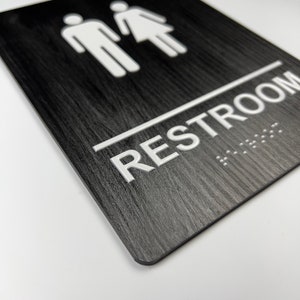 ADA Compliant Bathroom Sign With Braille - Acrylic With Charred Wood ...