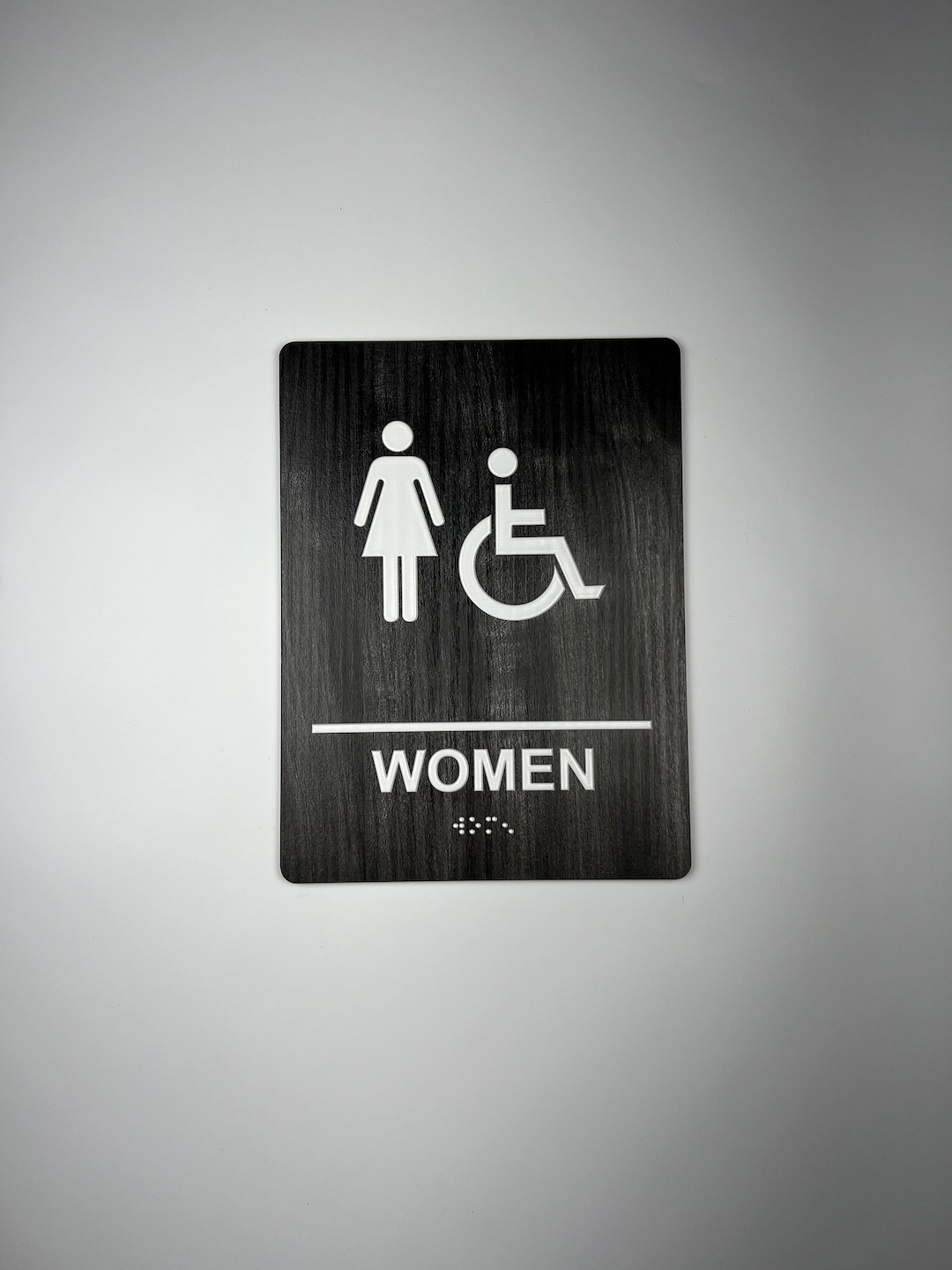ADA Compliant Bathroom Sign With Braille - Acrylic With Charred Wood ...