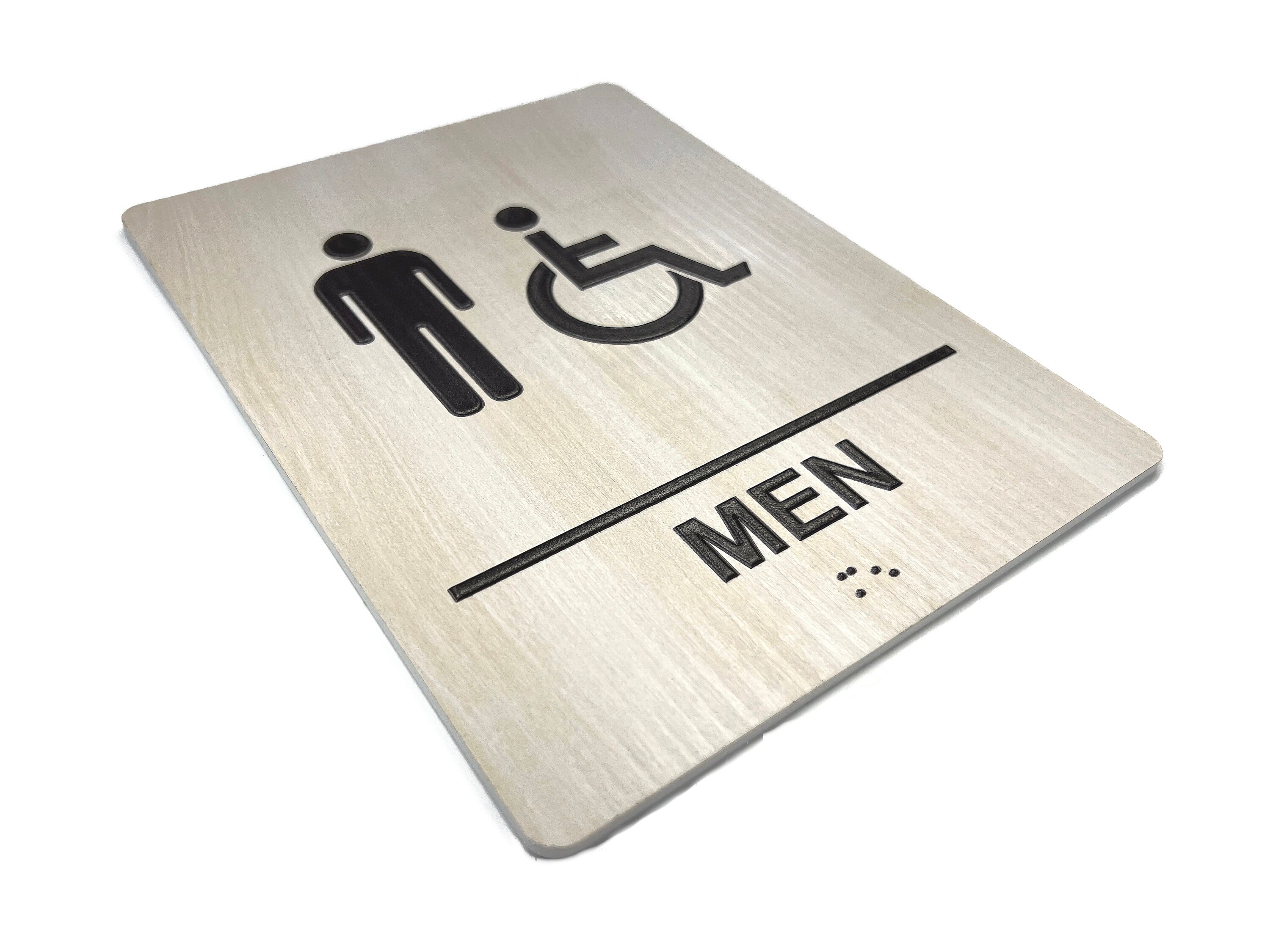 ADA Compliant Bathroom Sign With Braille Acrylic With Whitewash Wood ...