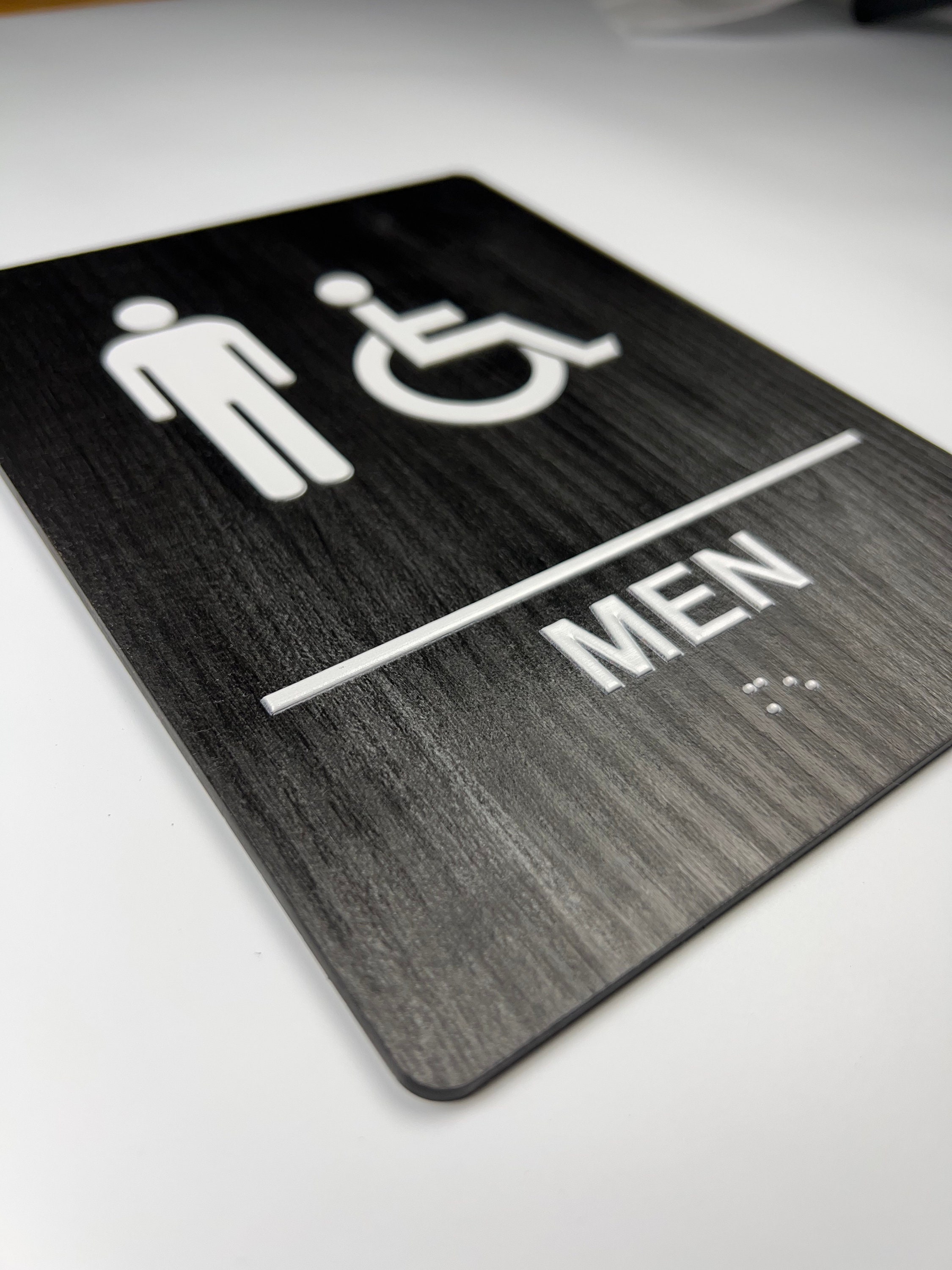 ADA Compliant Bathroom Sign With Braille Acrylic With Charred Wood ...