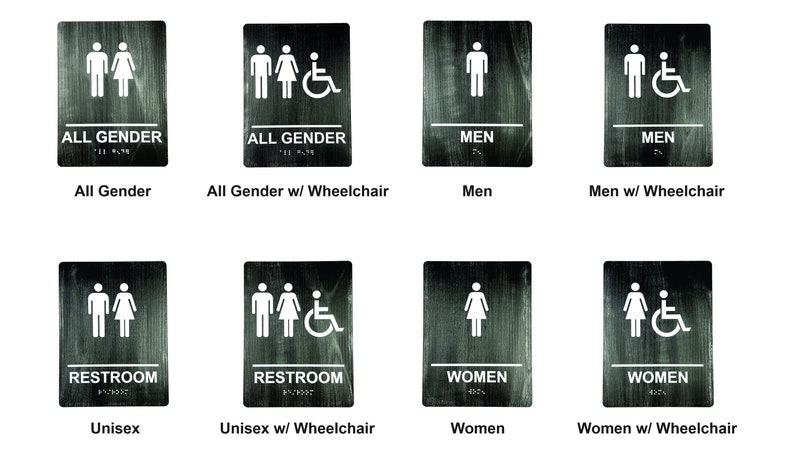 ADA Compliant Bathroom Sign With Braille Acrylic With Charred Wood ...