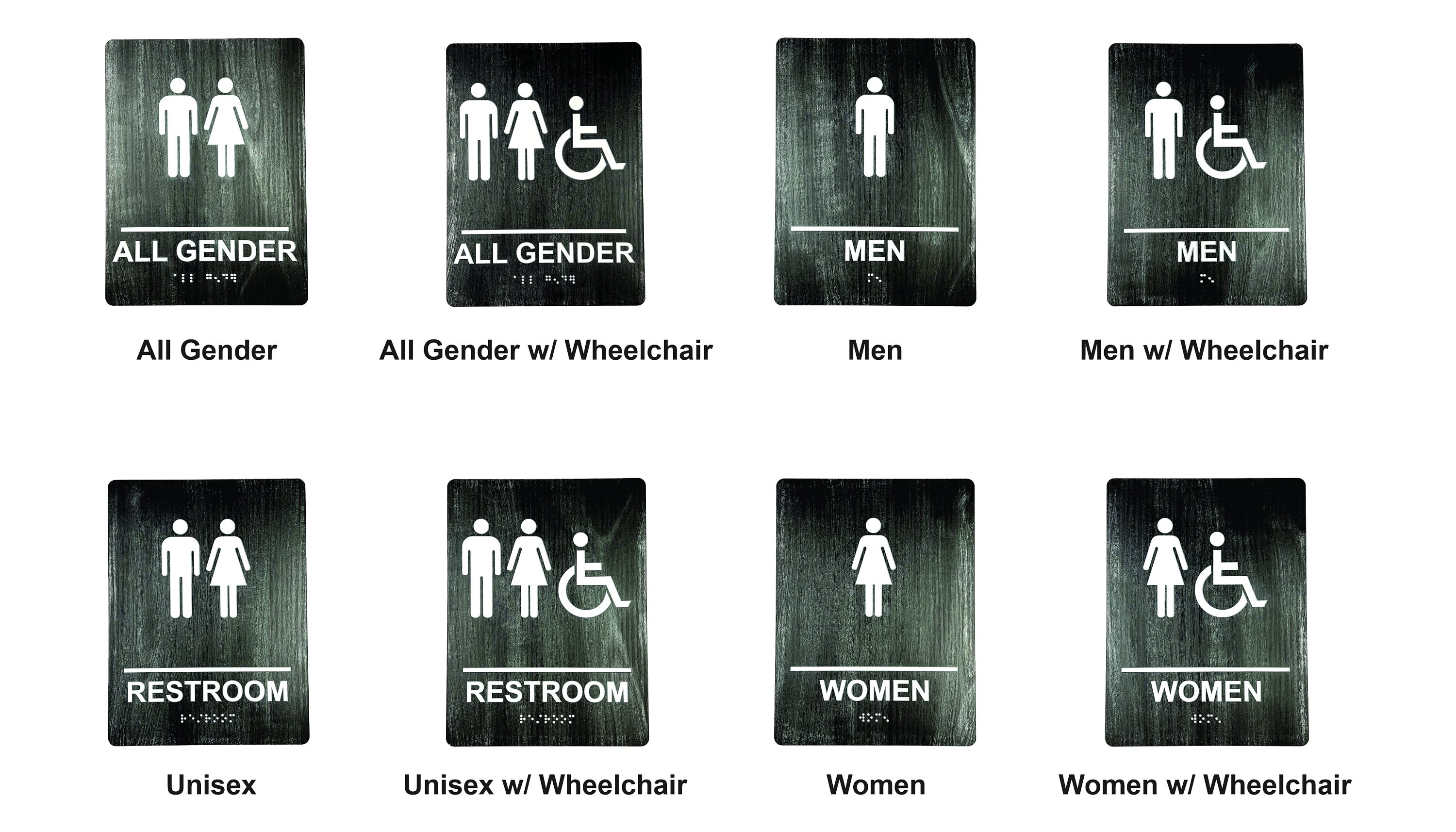 ADA Compliant Bathroom Sign With Braille Acrylic With Charred Wood ...