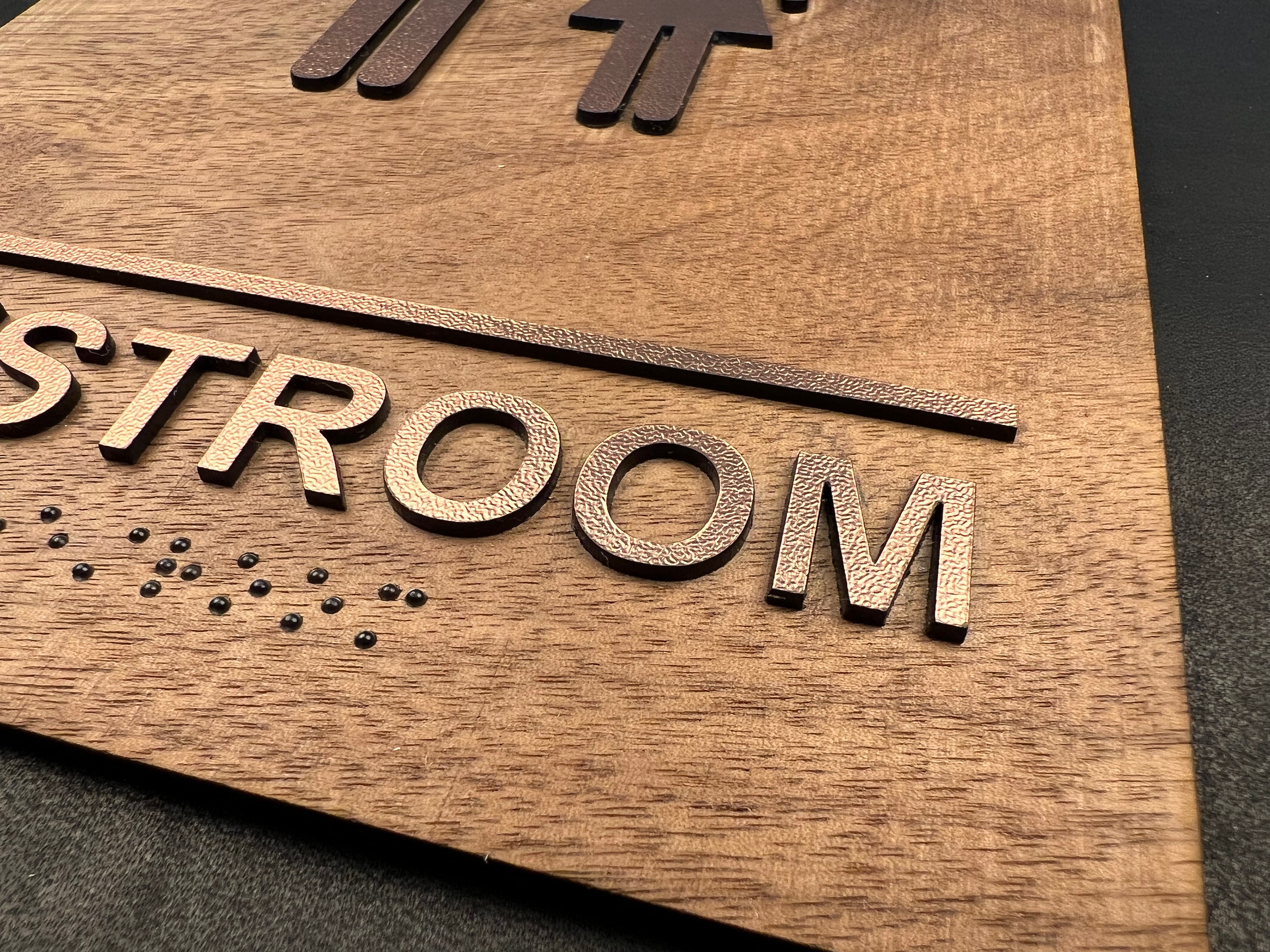 ADA Compliant Wood Bathroom Sign With Raised Letters and Braille ...