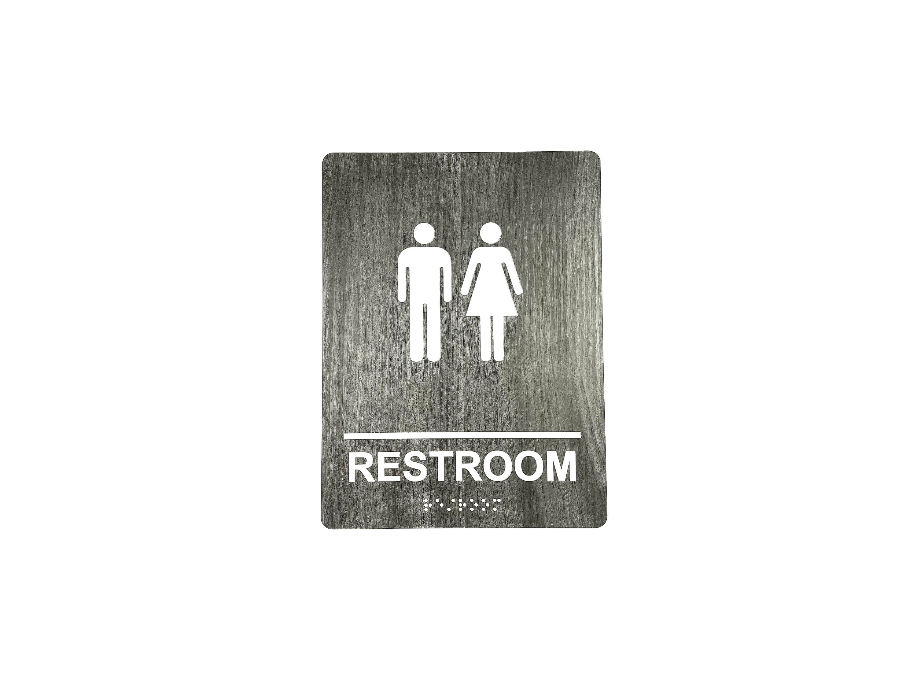 ADA Compliant Bathroom Sign With Braille Acrylic With Barn Wood Grain ...