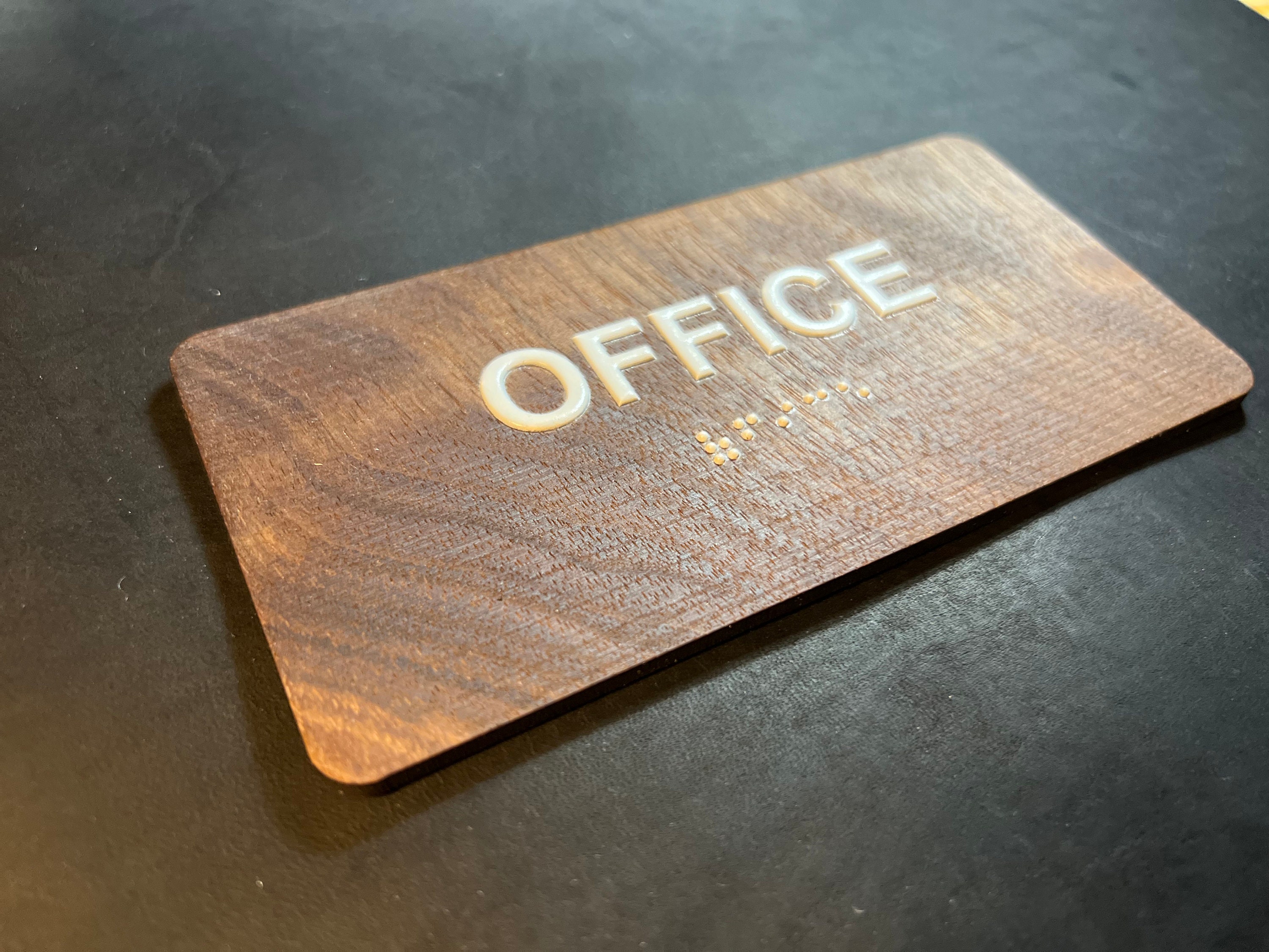 ADA Compliant Wood Office Sign With Raised Letters and Braille - Etsy