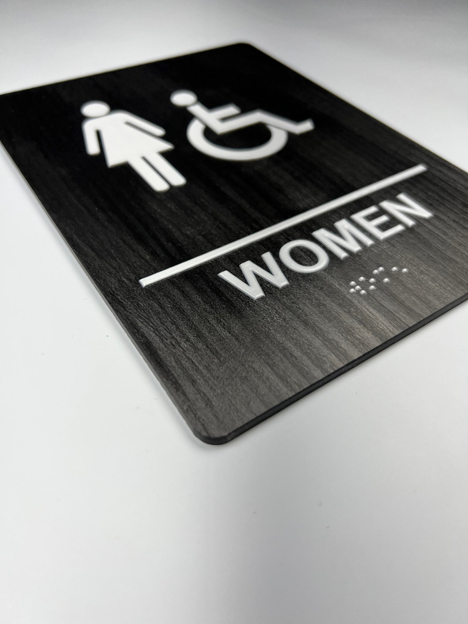 ADA Compliant Bathroom Sign With Braille Acrylic With Charred Wood ...