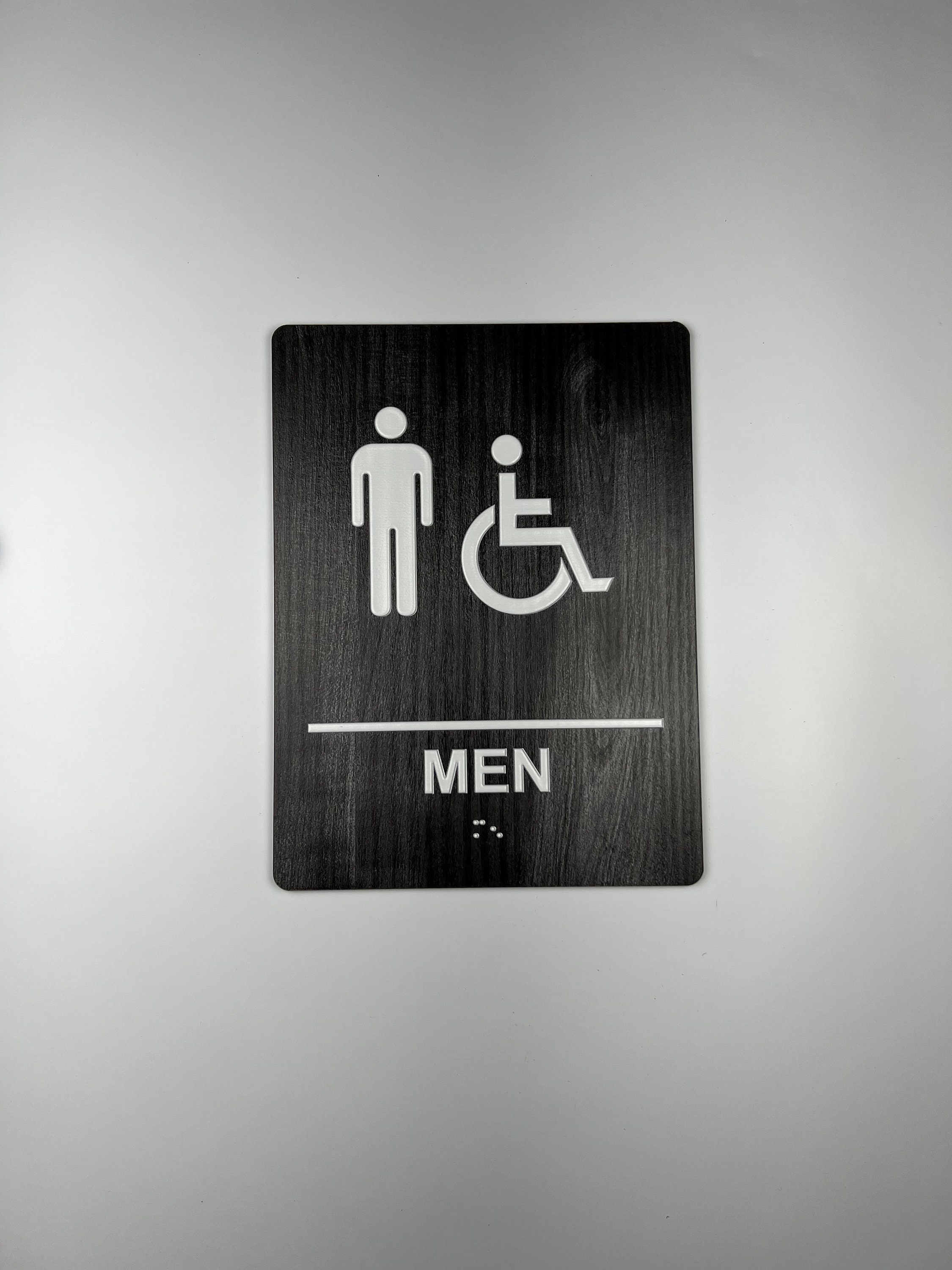 ADA Compliant Bathroom Sign With Braille Acrylic With Charred Wood ...