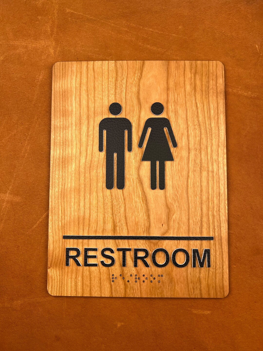 ADA Compliant Wooden Bathroom Sign With Raised Letters and Braille ...