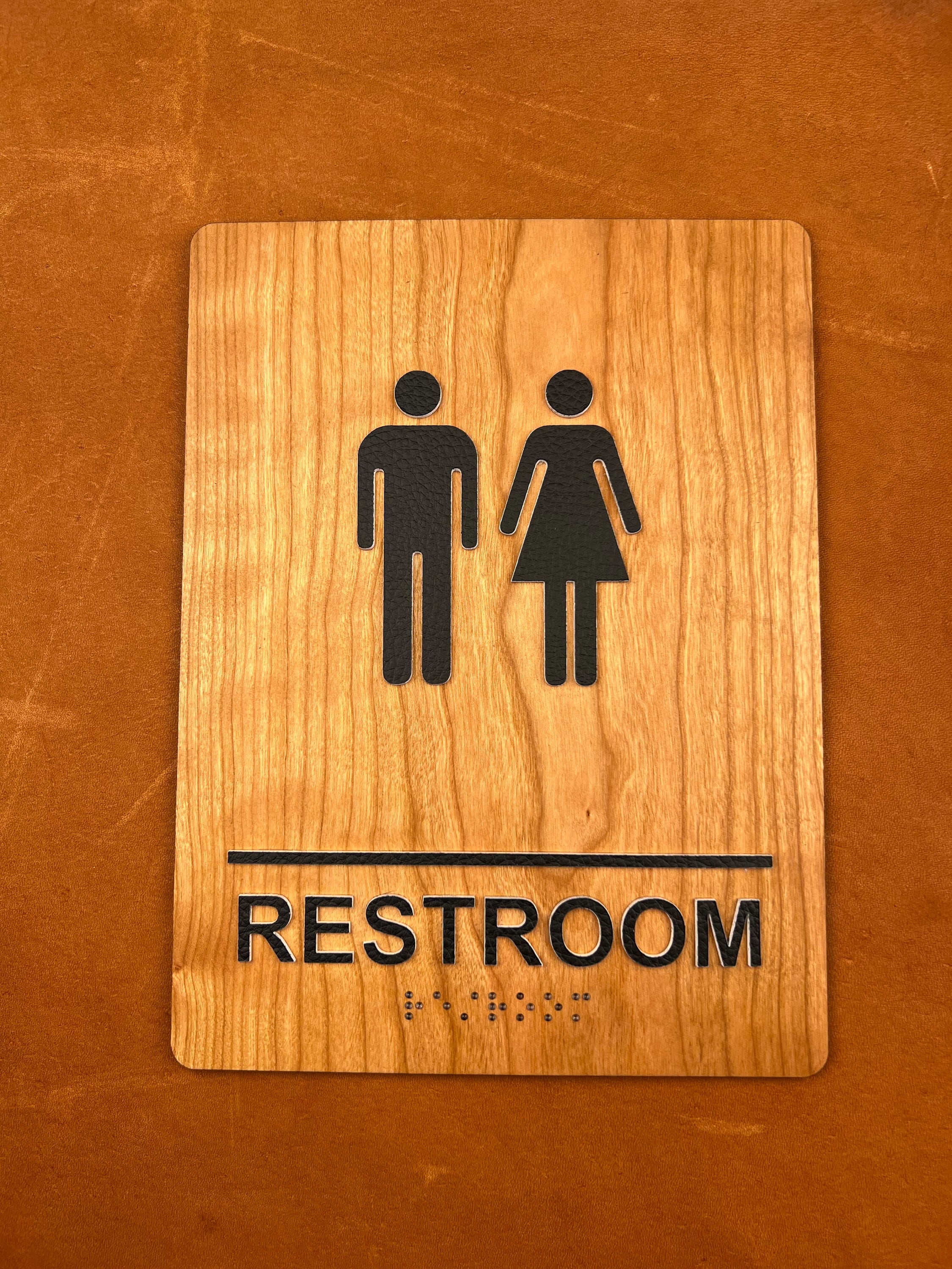 ADA Compliant Solid Wood Bathroom Sign With Raised Letters and Braille ...