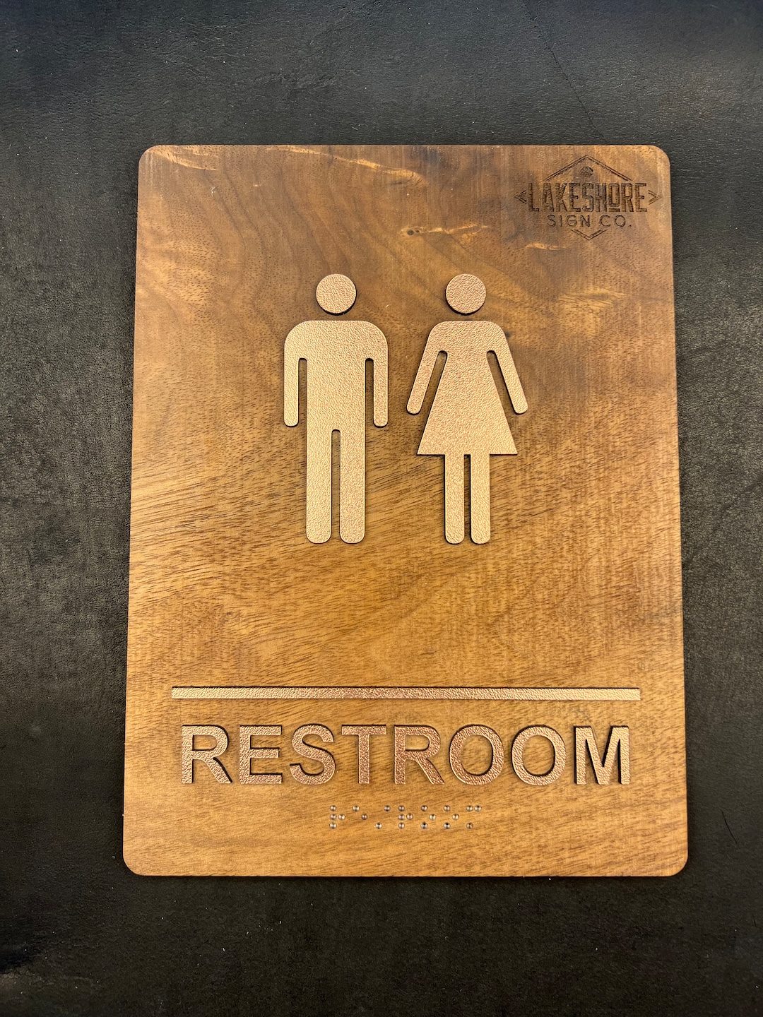 ADA Compliant Rustic Wood Bathroom Sign With Raised Letters and Braille ...