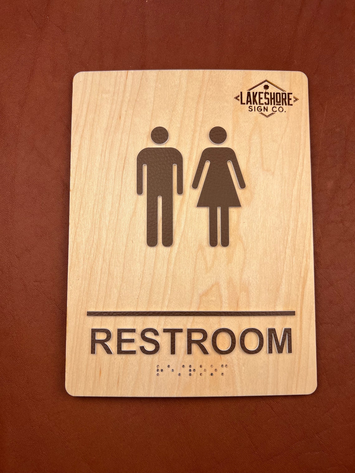 ADA Compliant Solid Wood Bathroom Sign With Raised Letters and Braille ...