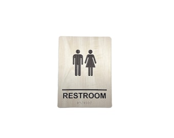 ADA Compliant Bathroom Sign With Braille - Acrylic With Charred Wood ...