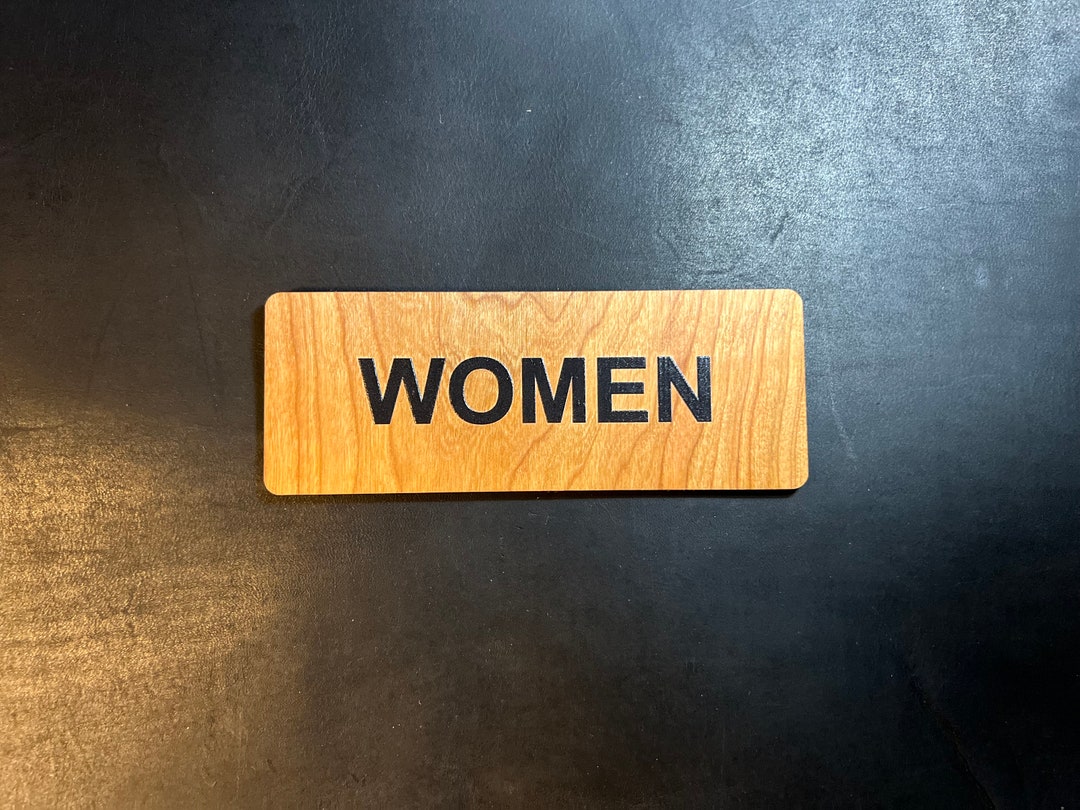 Solid Wood Women's Bathroom Door Sign 6" X 2.25" - Custom Signs by ...