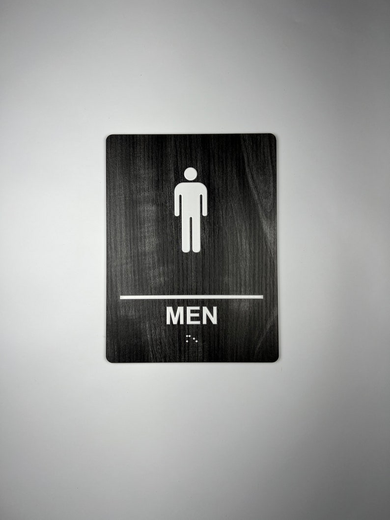 ADA Compliant Bathroom Sign With Braille Acrylic With Charred Wood ...
