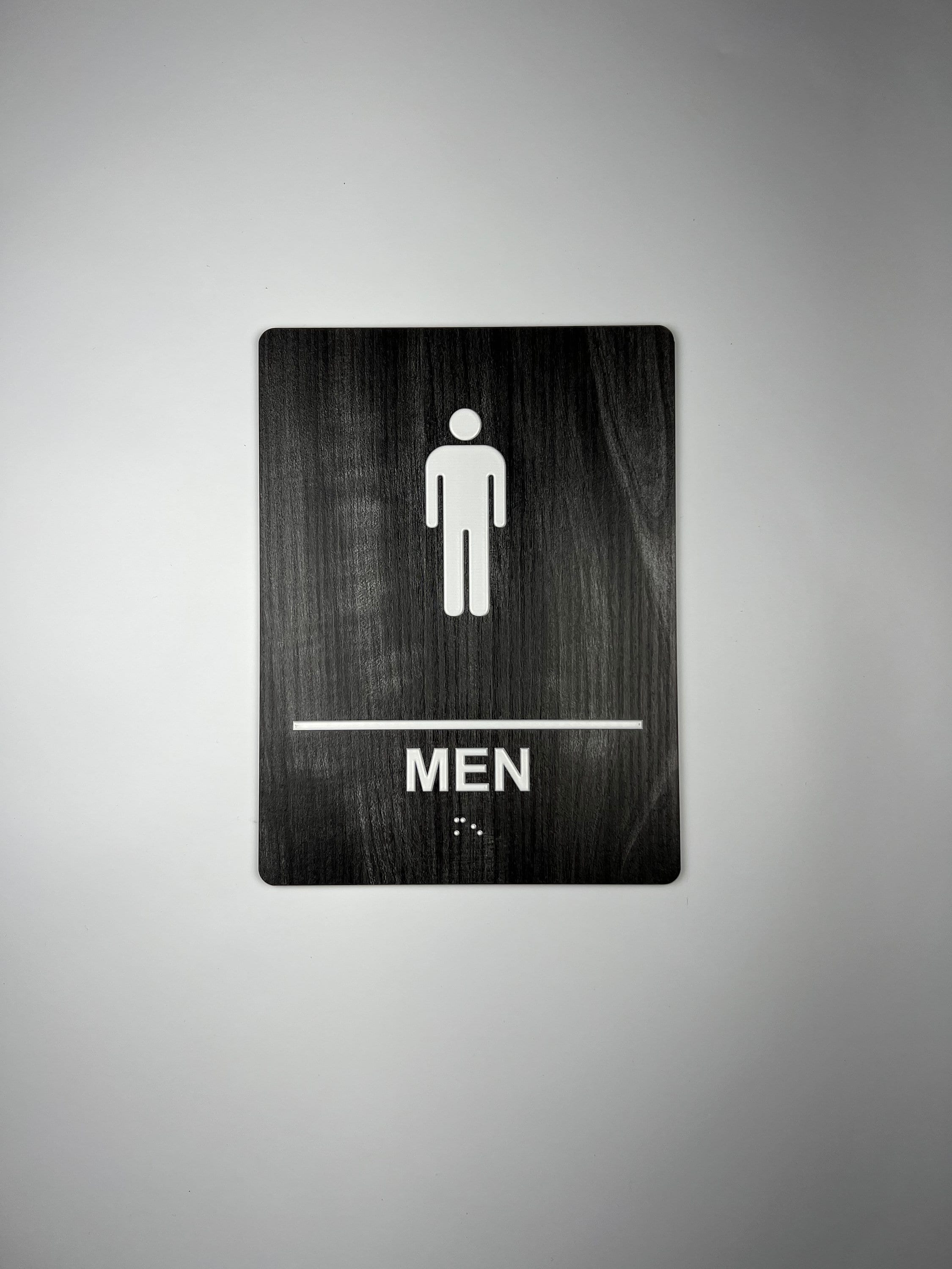 ADA Compliant Bathroom Sign With Braille - Acrylic With Charred Wood ...