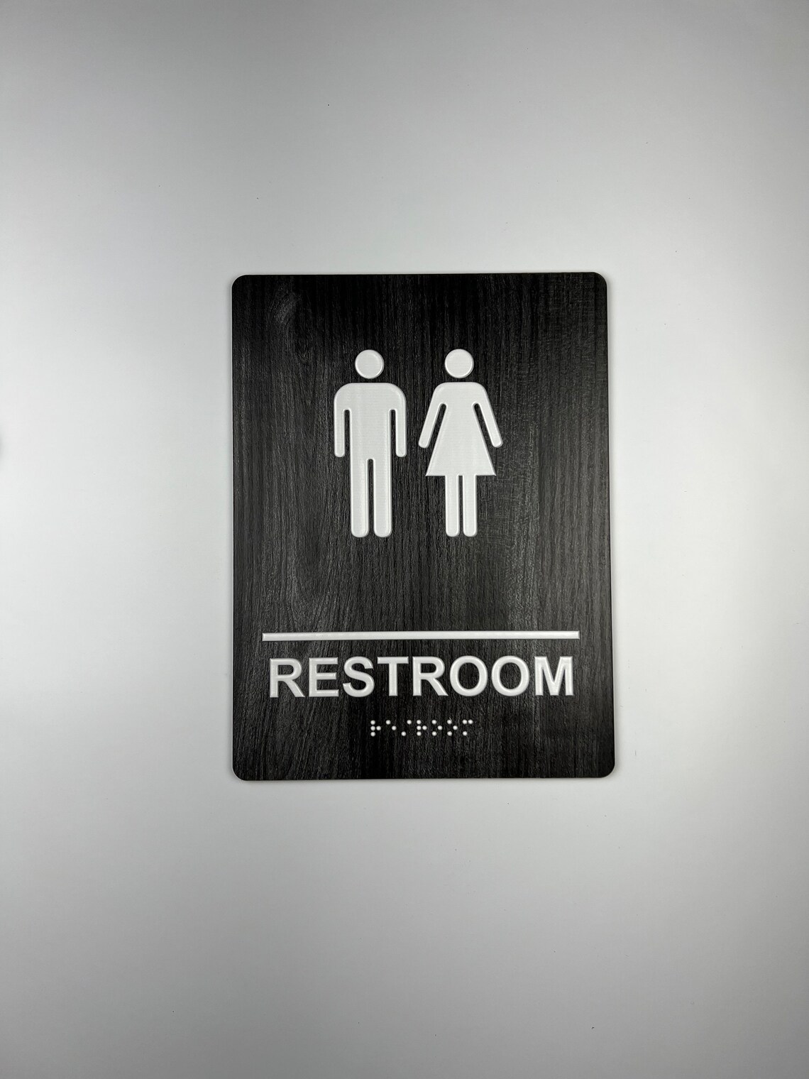 ADA Compliant Bathroom Sign With Braille - Acrylic With Charred Wood ...
