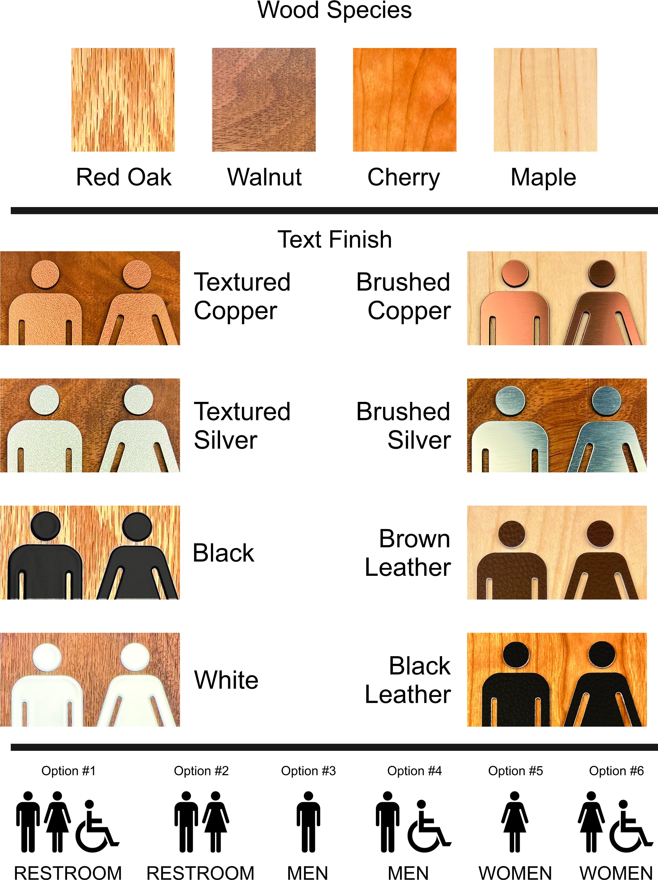 ADA Compliant Rustic Wood and Textured Steel Bathroom Sign With Raised ...