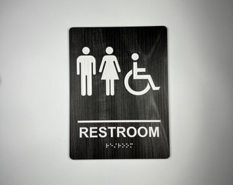 ADA Compliant Bathroom Sign With Braille Acrylic With Whitewash Wood ...