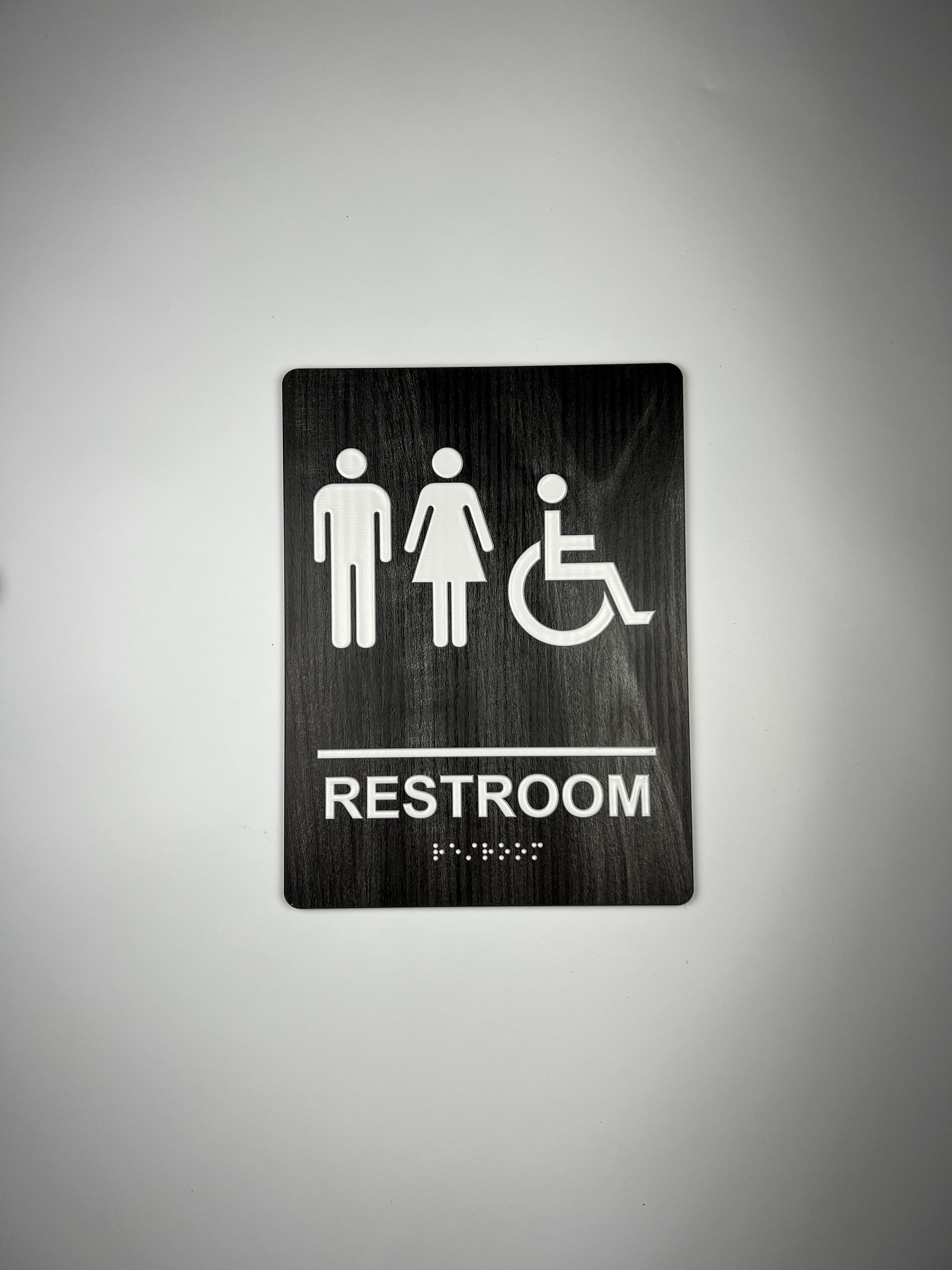 ADA Compliant Bathroom Sign With Braille Acrylic With Charred Wood ...