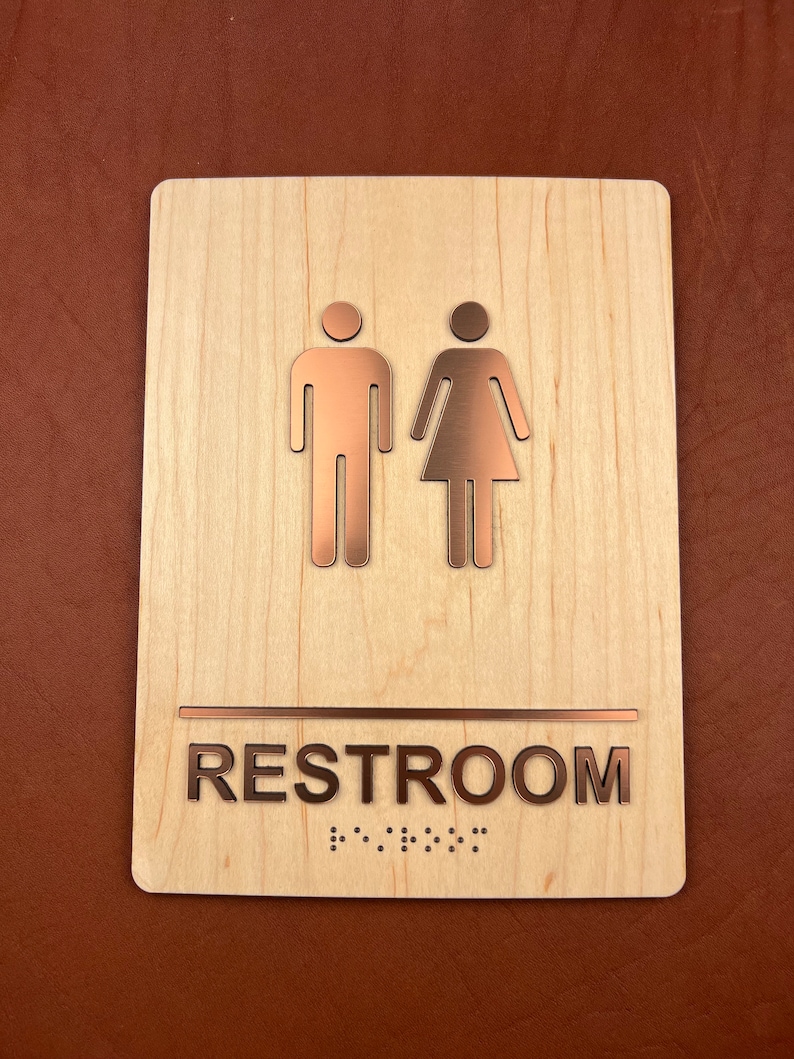 ADA Compliant Solid Wood Bathroom Sign With Raised Letters and Braille ...
