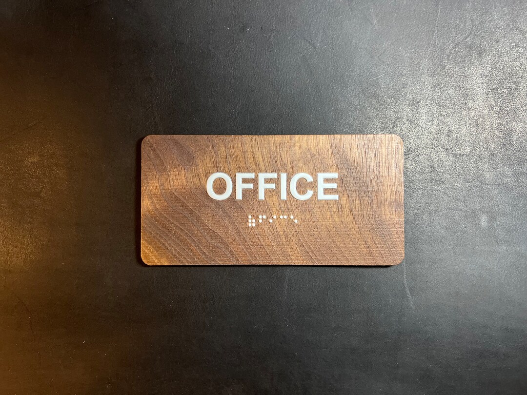 ADA Compliant Wood Office Sign With Raised Letters and Braille - Etsy