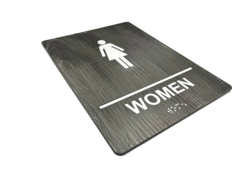 ADA Compliant Bathroom Sign With Braille Acrylic With Barn Wood Grain ...
