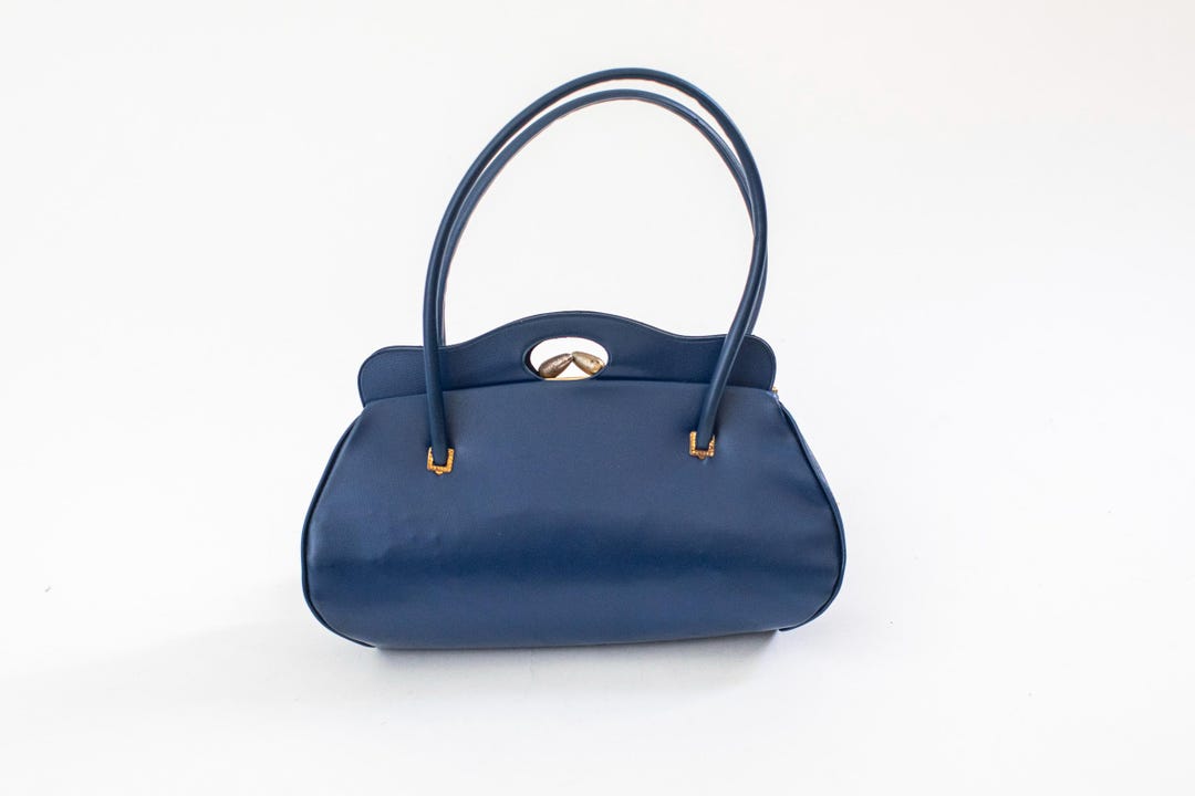 Vintage Vinyl Top Handle Blue Bag | Cute Vintage Handbag 60's Vintage ...