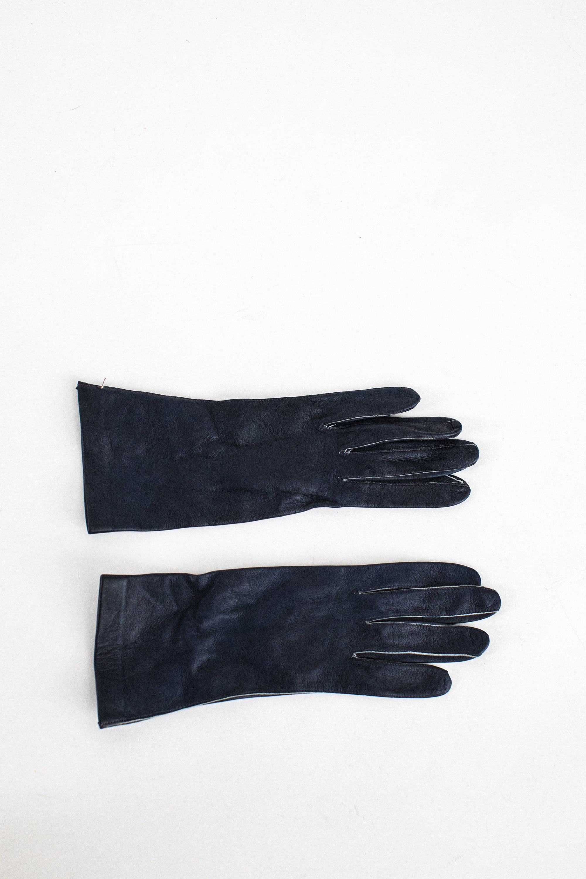 Vintage Fine Blue Leather Gloves Classic Vintage Gloves Soft Genuine ...