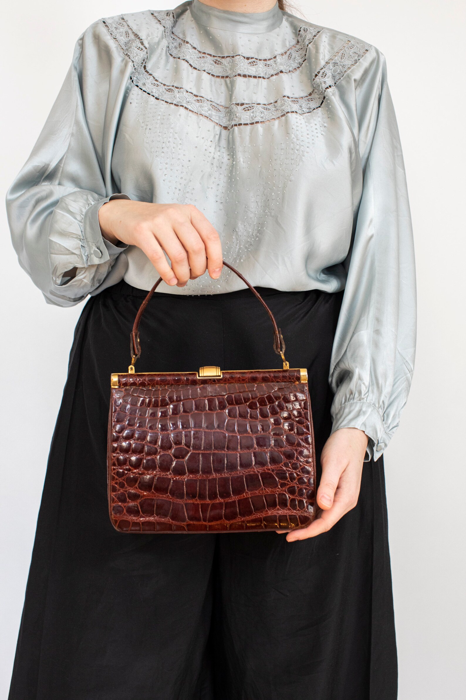 Original 1950 Vintage Handbag Burgundy Red 50's Top Handle Bag Kelly ...