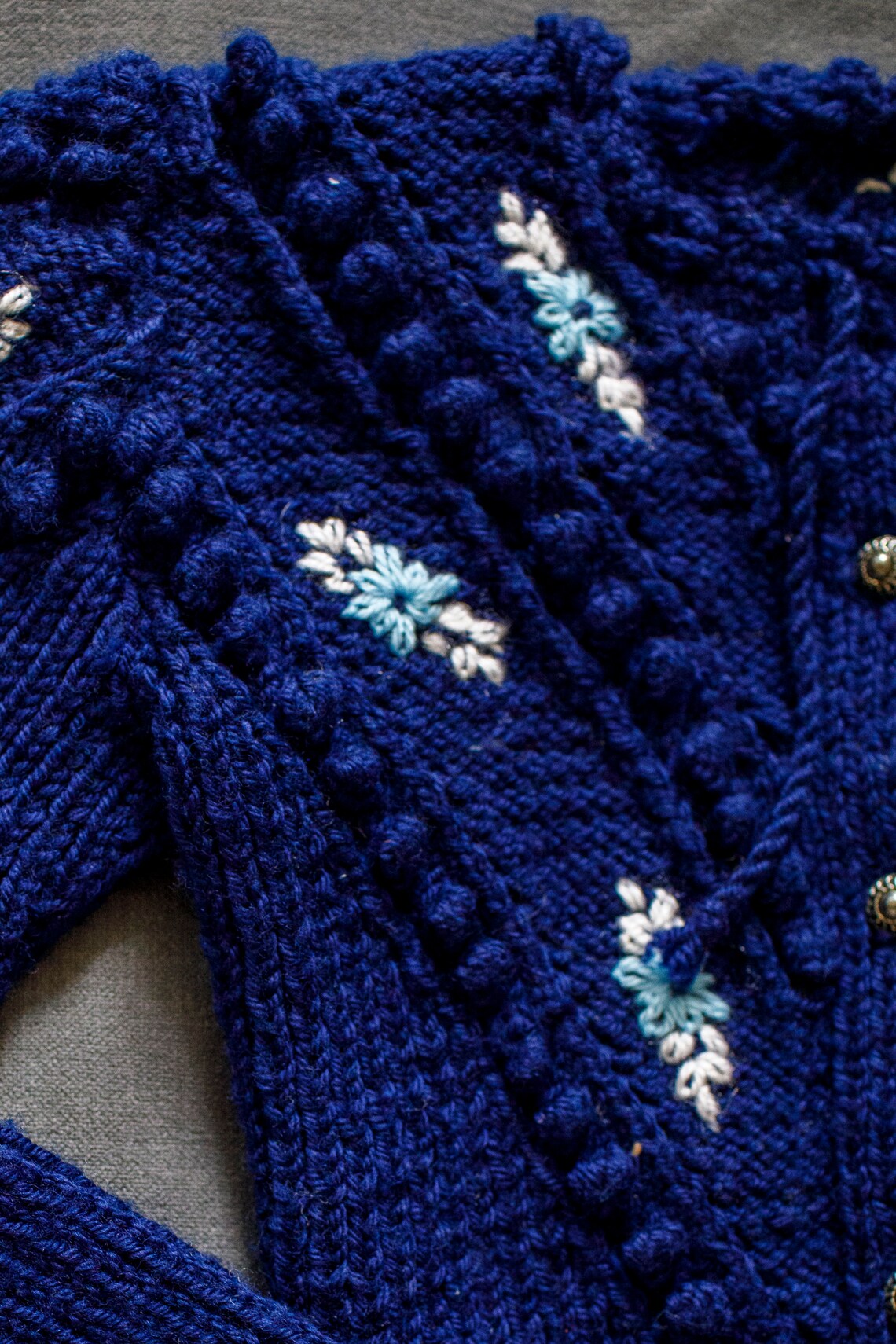 Vintage Hand Knit Wool Cardigan: Embroidered Austrian Style - Etsy