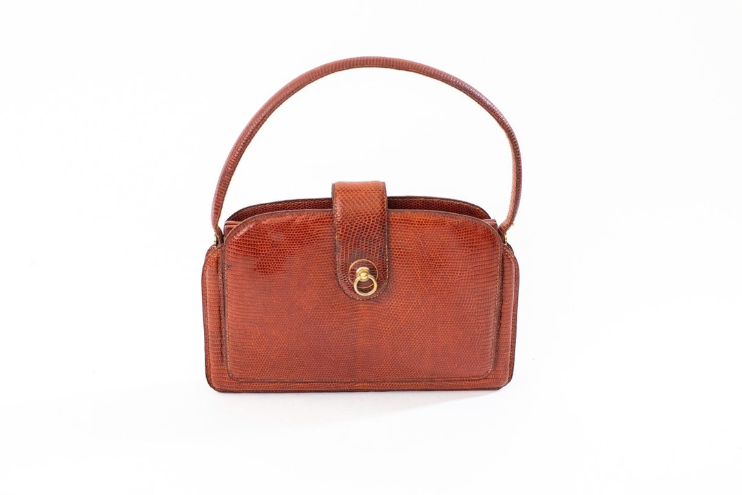 Vintage Brown Leather Purse Vintage Genuine Leather Bag Art Deco Purse ...