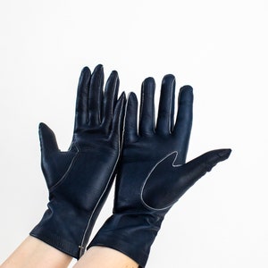 Vintage Fine Blue Leather Gloves Classic Vintage Gloves Soft Genuine ...