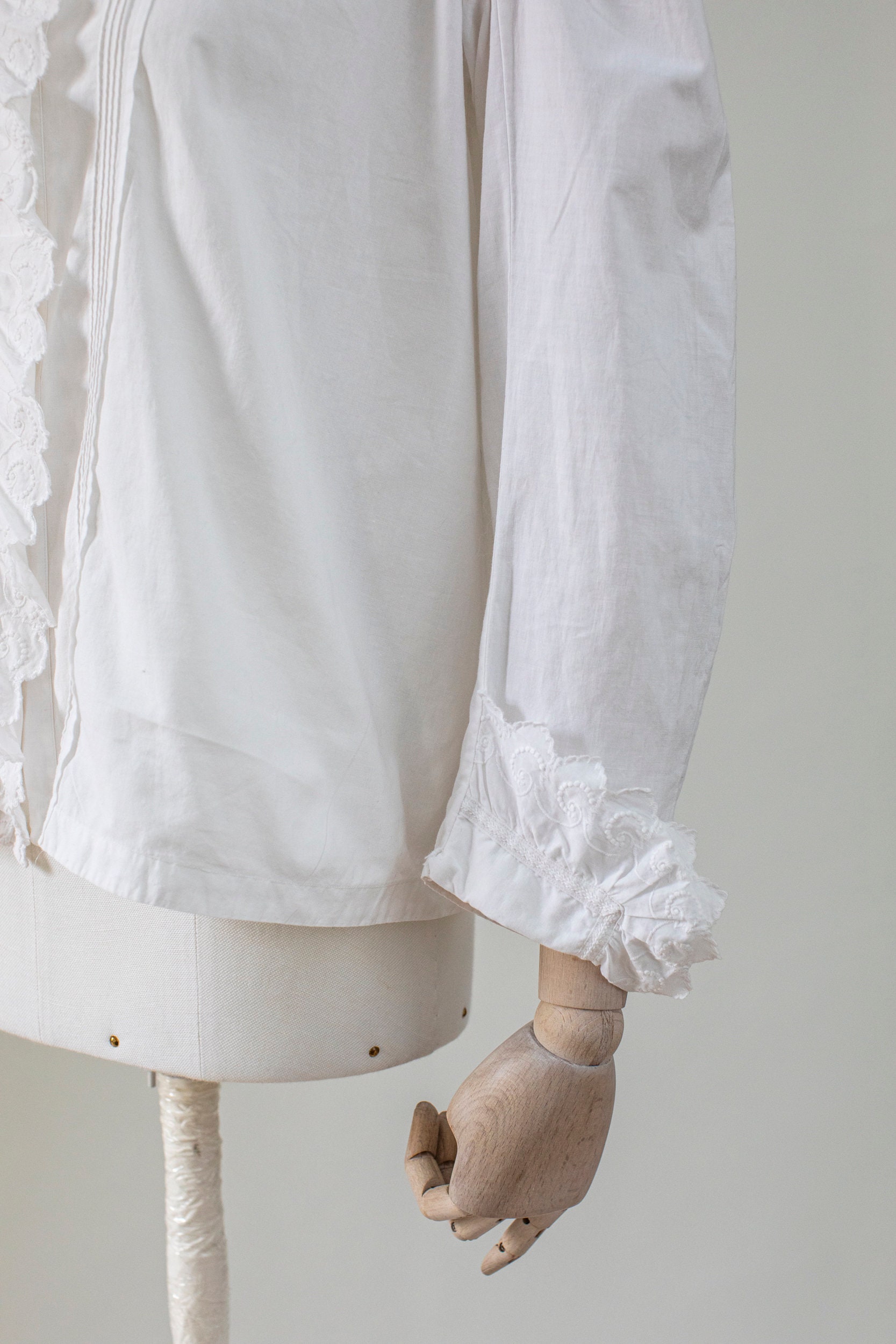 1920 Vintage White Cotton Lace Blouse Size S-M Victorian Antique White ...