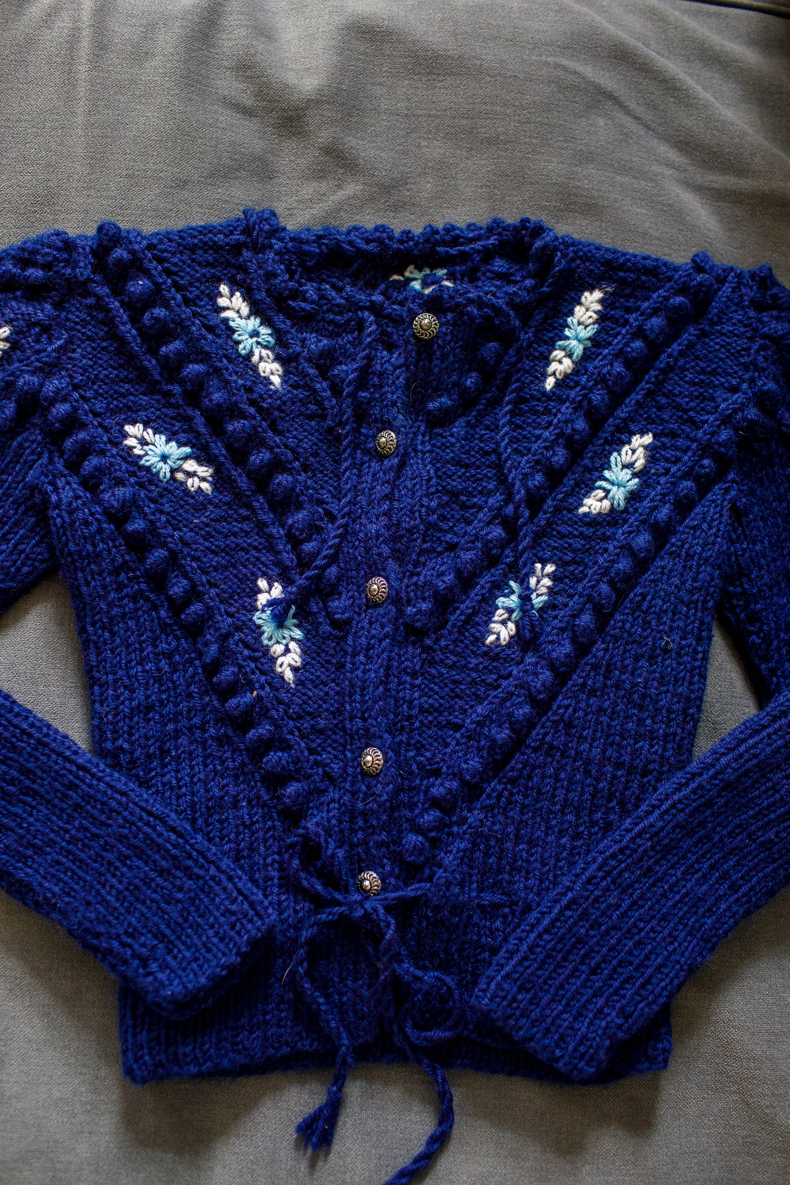 Vintage Hand Knit Wool Cardigan: Embroidered Austrian Style - Etsy
