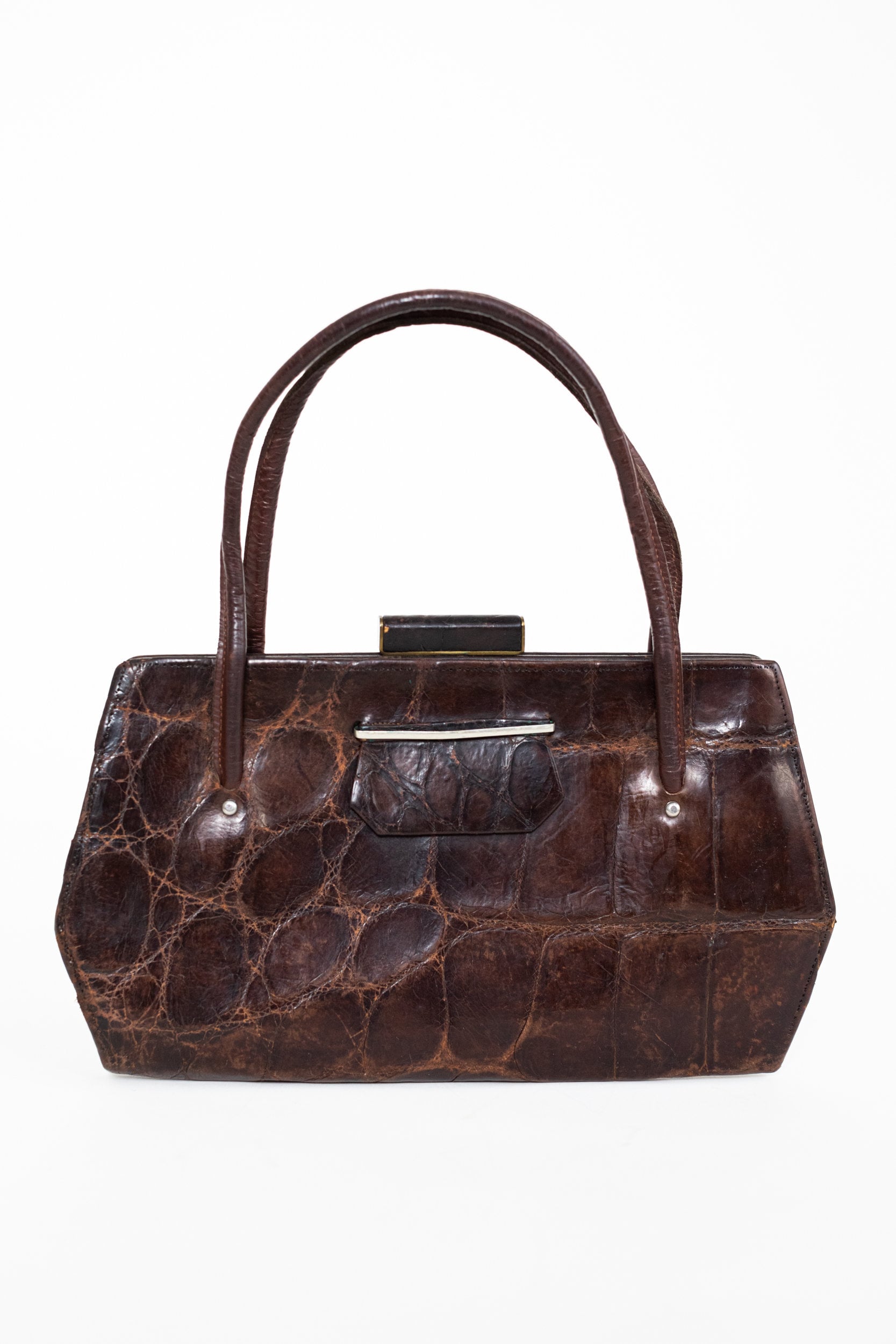 Art Deco RARE 1920-1930 Handbag Original Antique Genuine Brown Leather ...