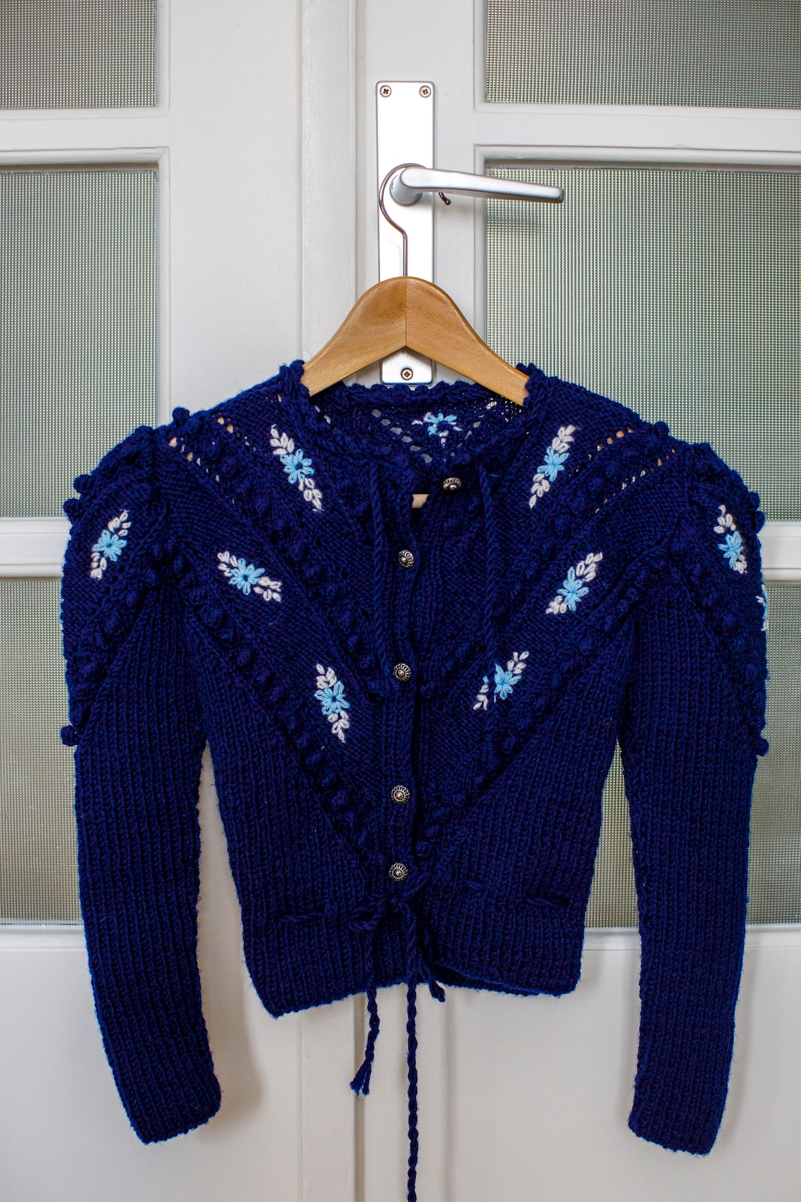 Vintage Hand Knit Wool Cardigan: Embroidered Austrian Style - Etsy