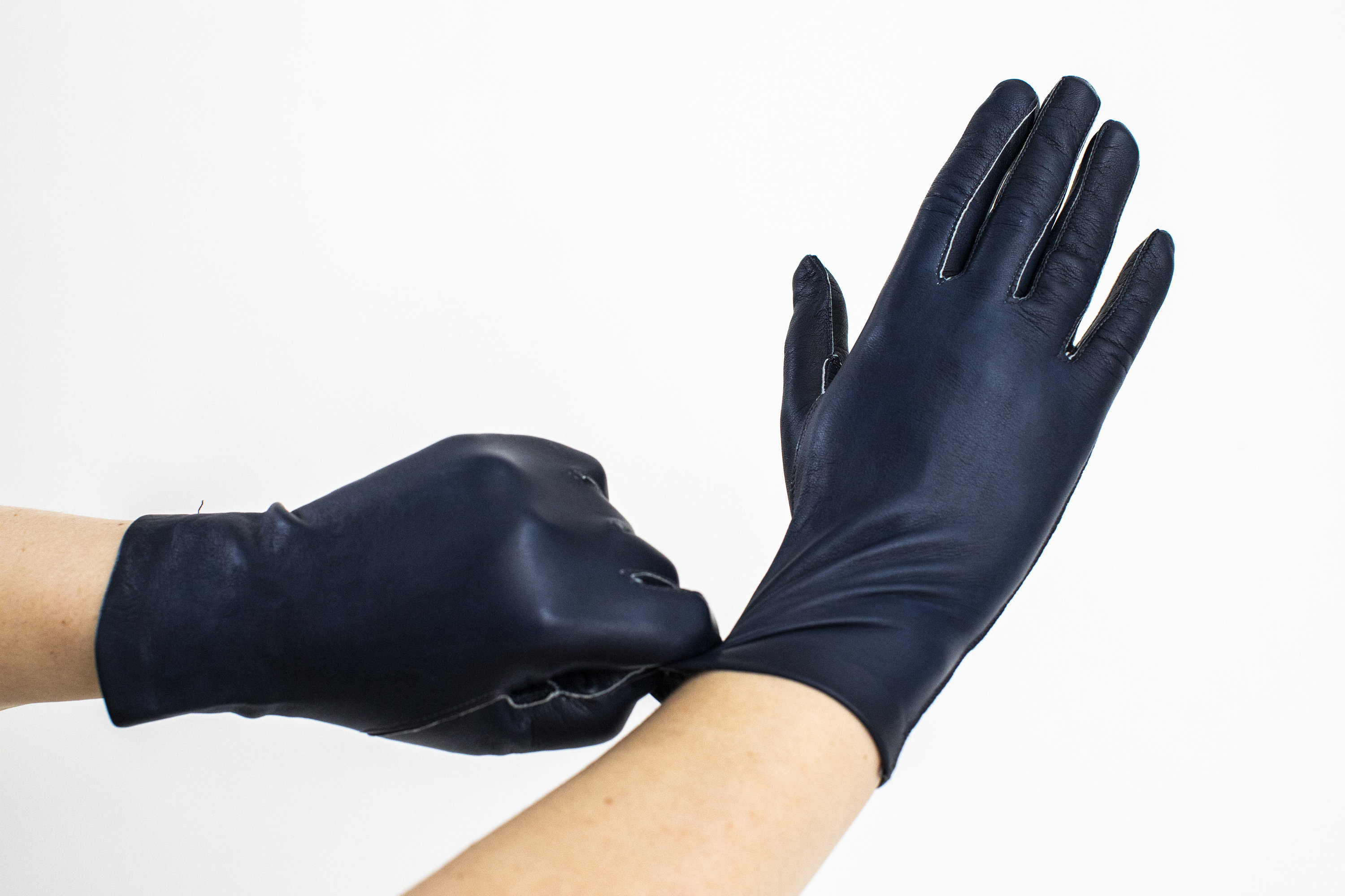 Vintage Fine Blue Leather Gloves Classic Vintage Gloves Soft Genuine ...