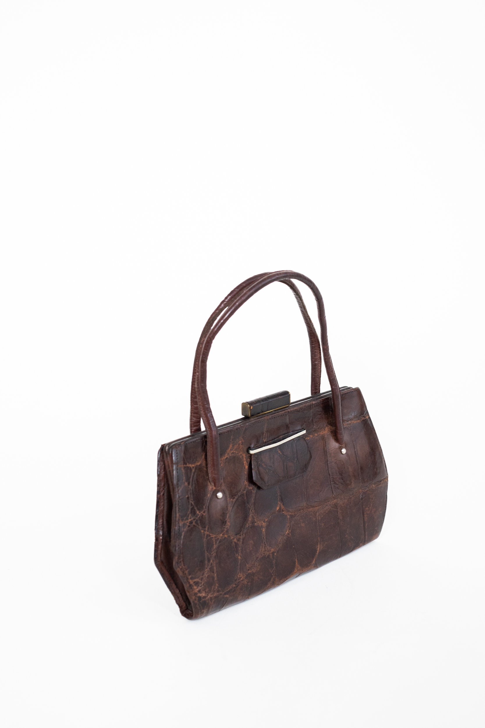 Art Deco RARE 1920-1930 Handbag Original Antique Genuine Brown Leather ...