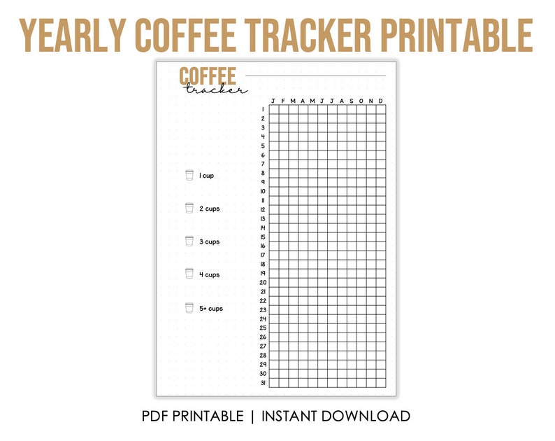 Digital Download Yearly Coffee Tracker, Bullet Journal Insert, Coffee Tracker Printable - Etsy ...