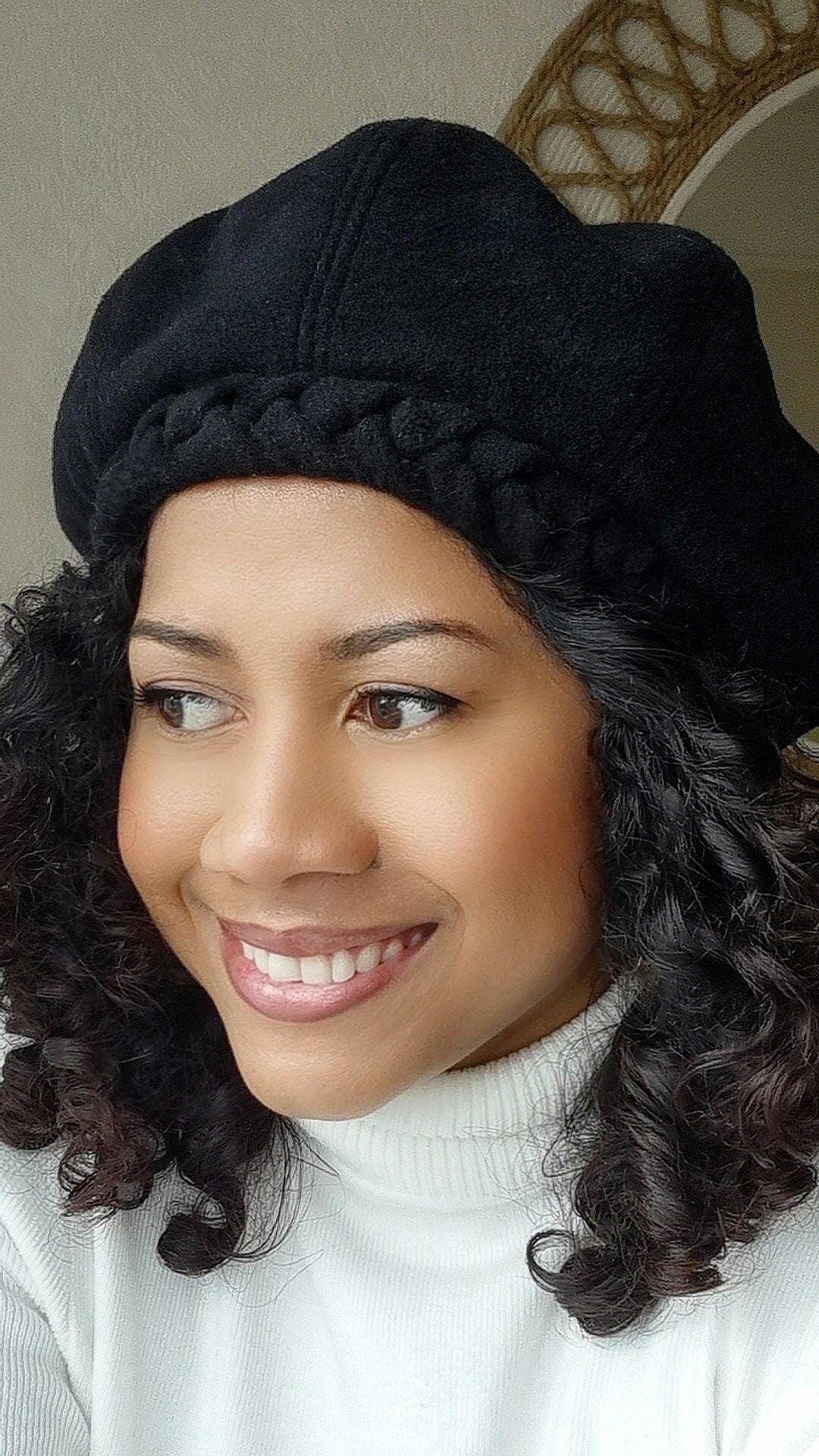 FASHION BERET 100% Wool BLACK, Satin Lining, Medium Density, French ...