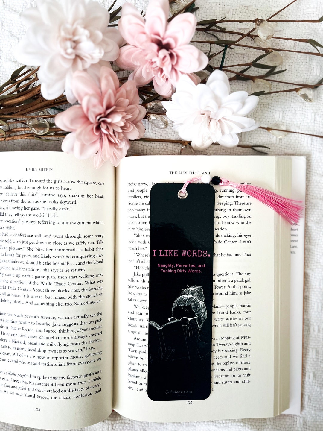 Dirty Words Bookmark for Smut Readers Laminated tassel Black Hot Pink ...