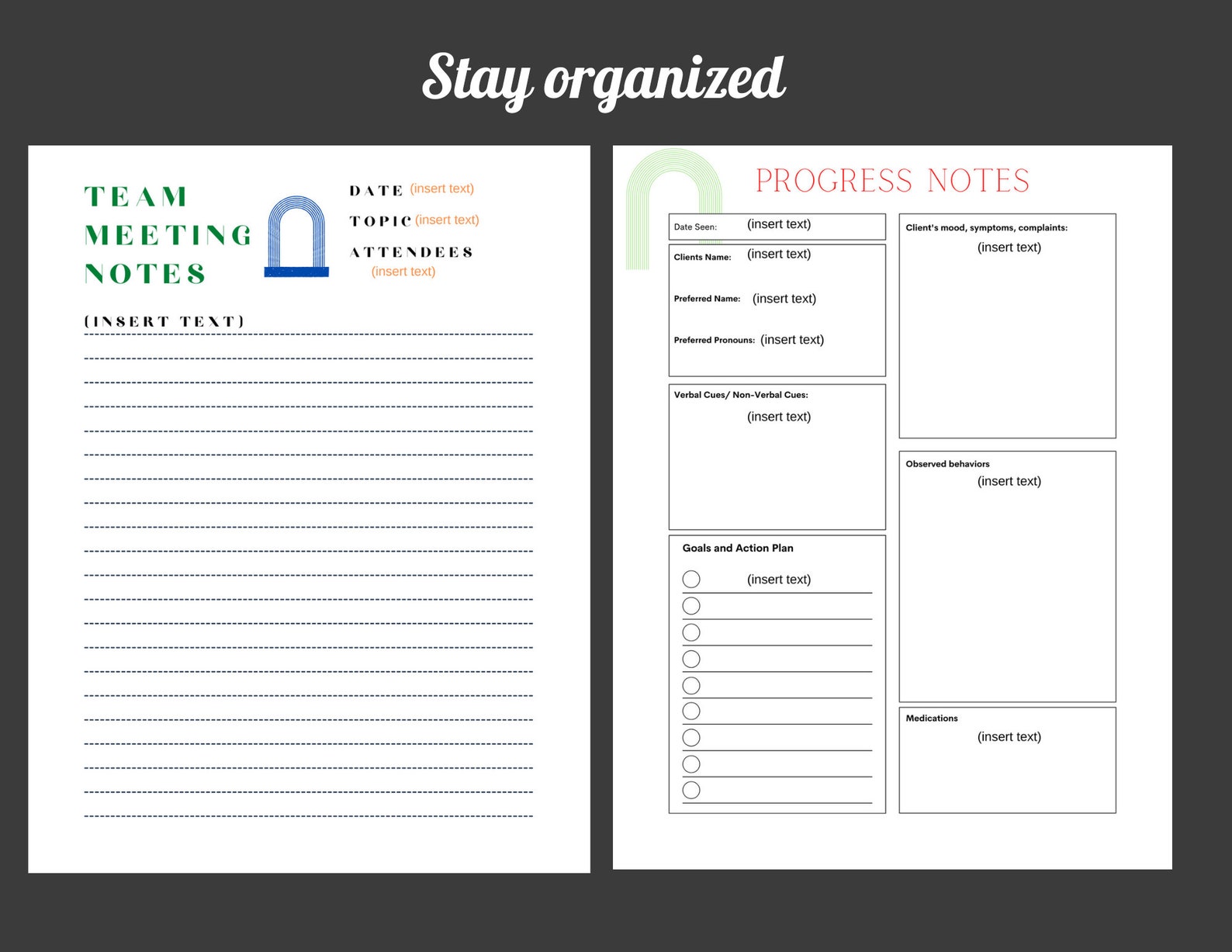 Canva Casenote Templates: Therapist Notes, Progress & Assessments Log ...