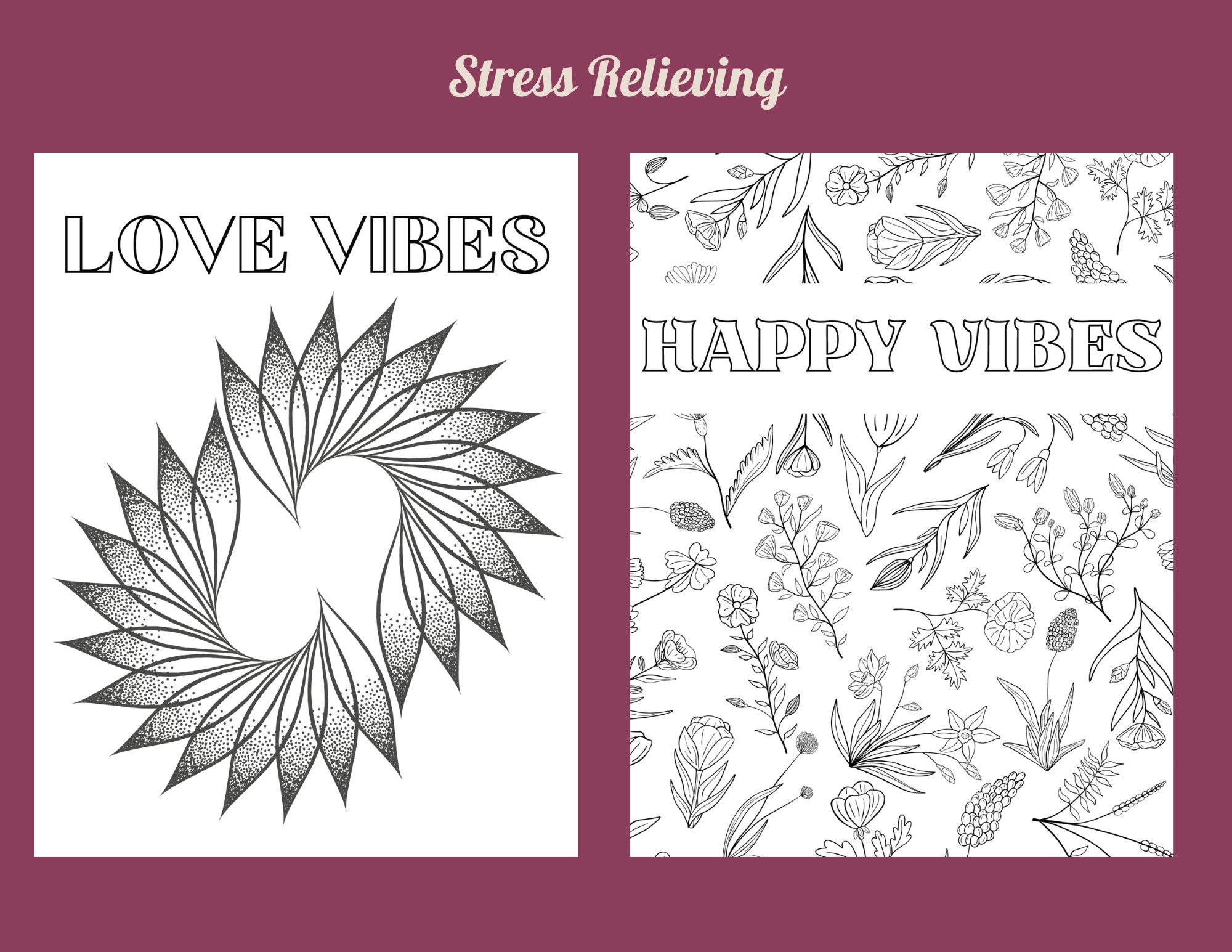 Positive Vibes Coloring Book: 50 Printable Pages (digital Download) - Etsy