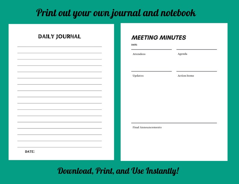 Digital Lined Notebook Templates: Printable Journal Pages (PDF) - Etsy