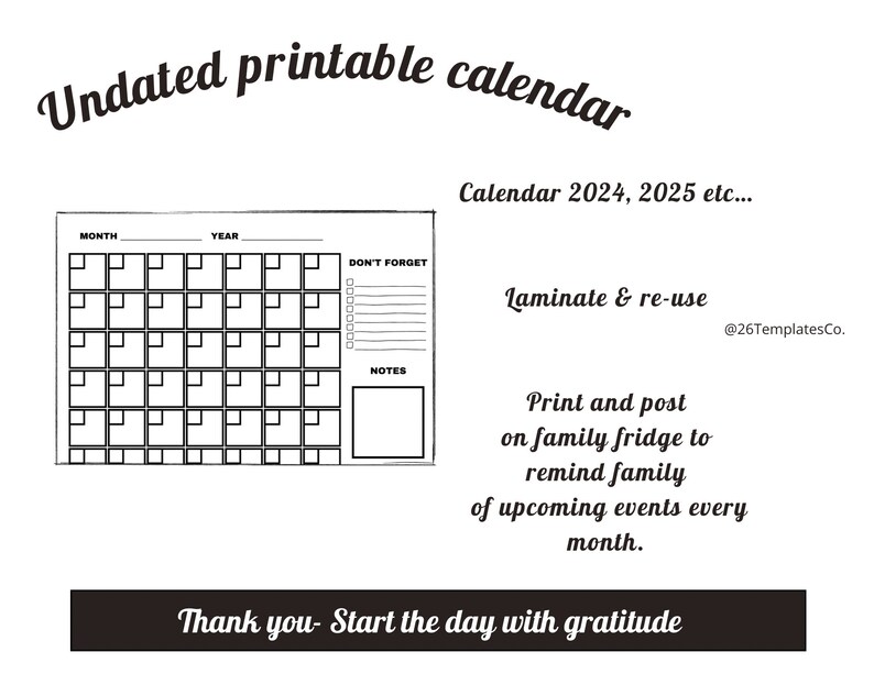 Yearly Calendar Planner to Print at Home. Monthly Printable That You ...