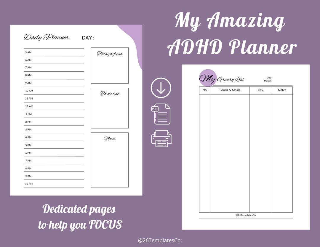 Printable ADHD Planner Life Planner for ADHD ADHD Journal - Etsy