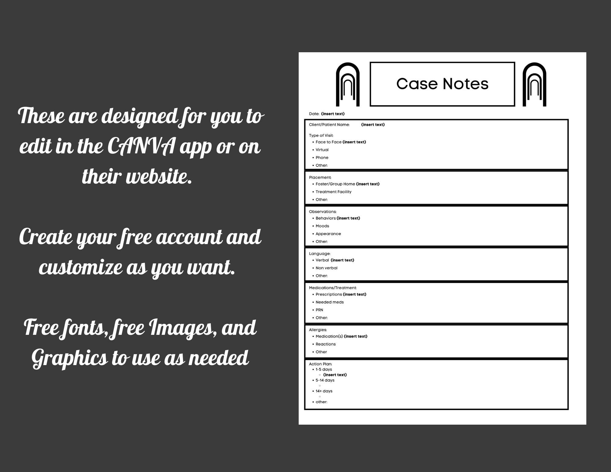 Canva Casenote Templates Editable, Use These to Edit and Customize ...